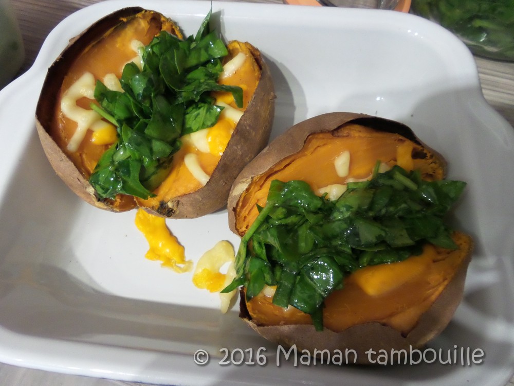 Patate douce farcie et ses pois chiches grillés Maman Tambouille