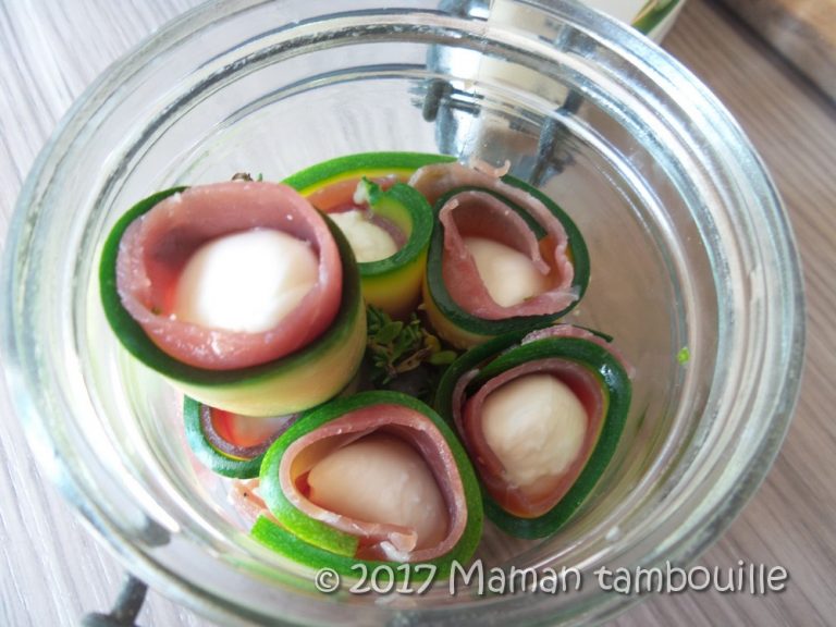 Roulés de courgette mozzarella marinée Maman Tambouille