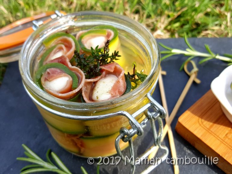 Roulés de courgette mozzarella marinée Maman Tambouille