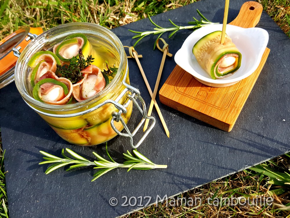 Roulés de courgette mozzarella marinée Maman Tambouille