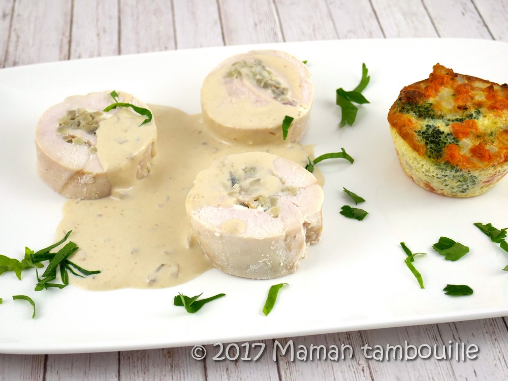 Ballotine de poulet aux champignons sauce cognac Maman Tambouille