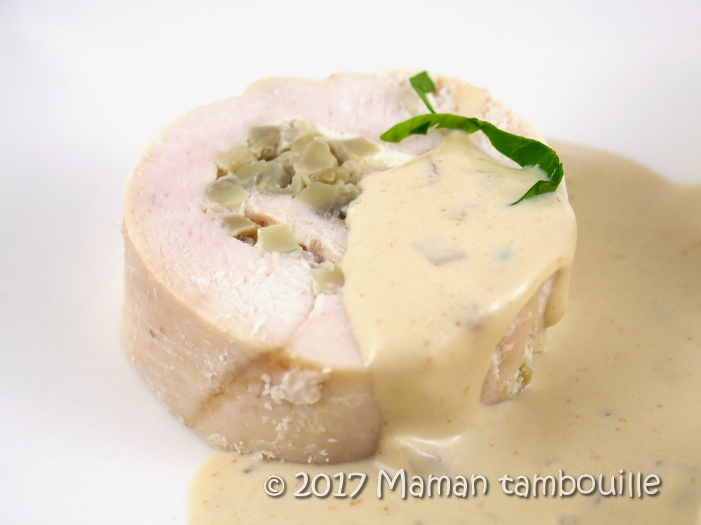 Ballotine de poulet aux champignons sauce cognac Maman Tambouille