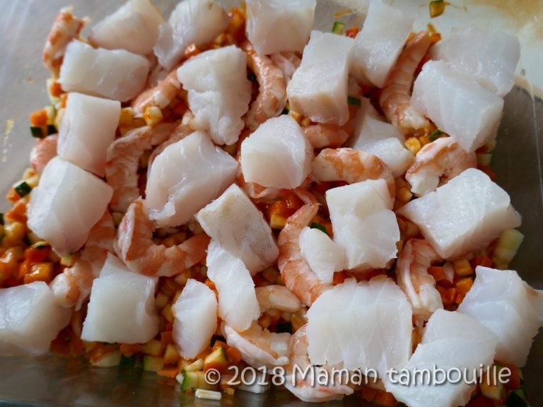 Poisson au four et ses légumes croquants sauce crémée Maman Tambouille