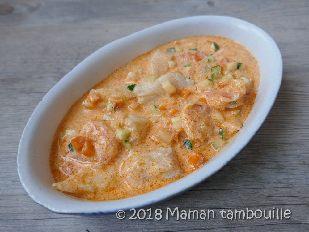 Poisson au four et ses légumes croquants sauce crémée Maman Tambouille
